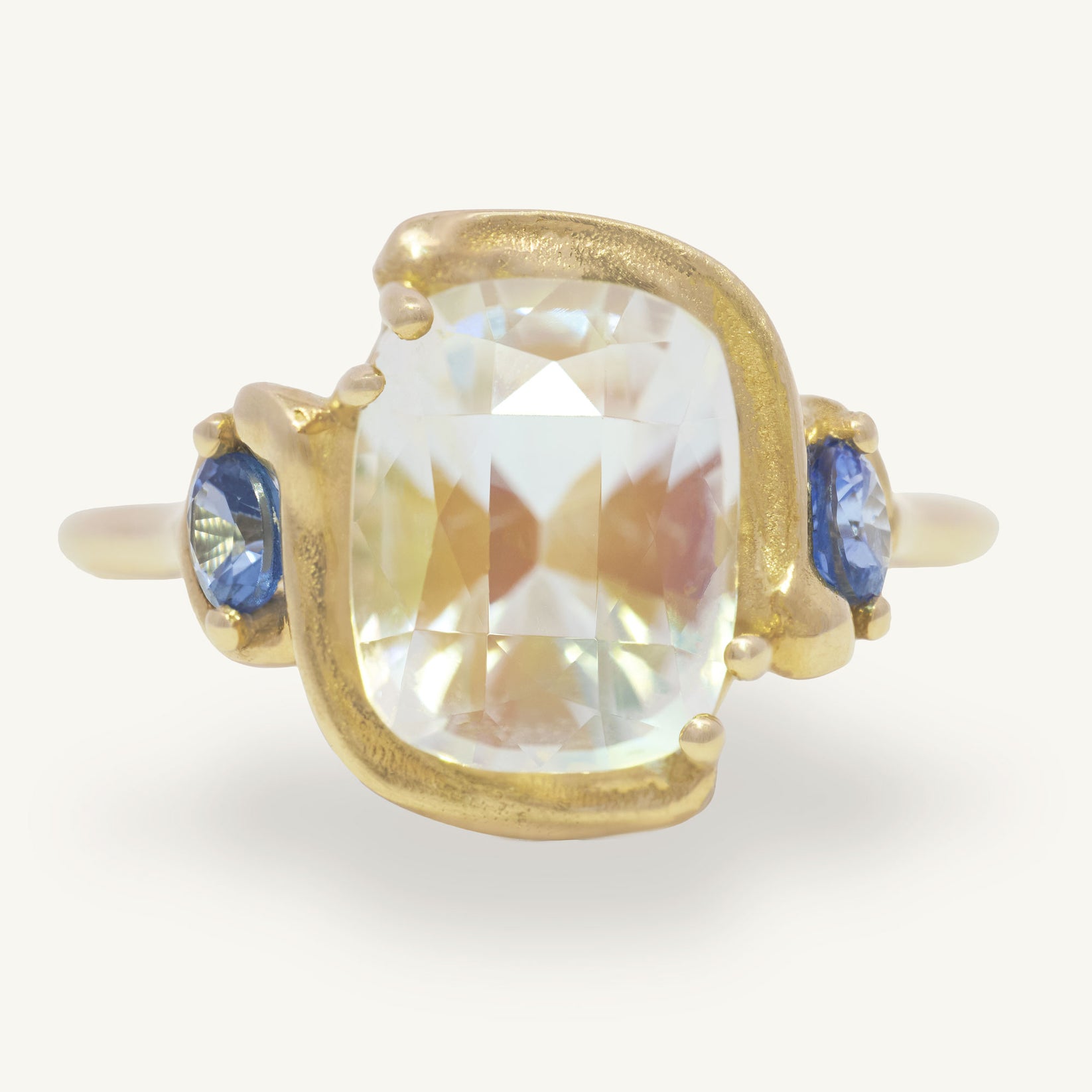 14K Solid Gold Moonstone Engagement Ring – Aurora Bloom by Le Conte – Le Conte