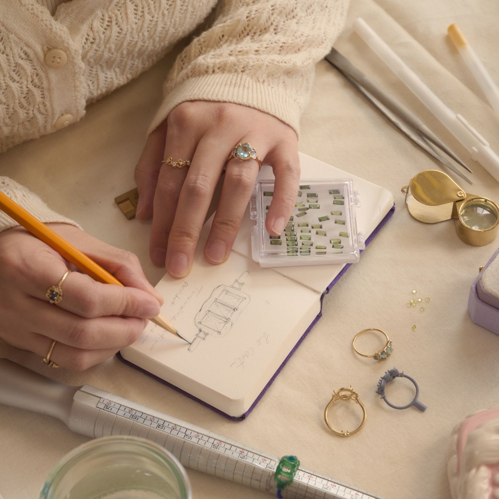 14K Solid Gold Moonstone Engagement Ring – Aurora Bloom by Le Conte – Le Conte